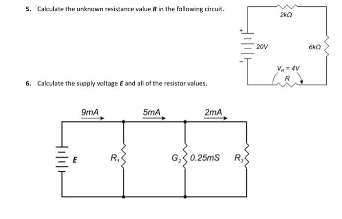 Solved 5. Calculate the unknown resistance value R in the | Chegg.com