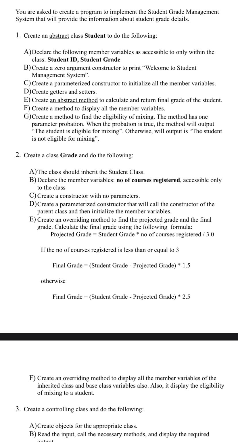 Solved You are asked to create a program to implement the | Chegg.com