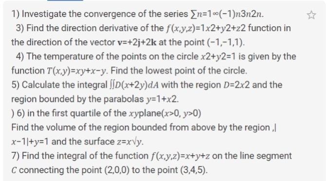Solved 1) Investigate the convergence of the series | Chegg.com