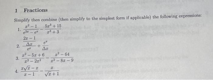 Solved Simplify then combine (then simplify to the simplest | Chegg.com