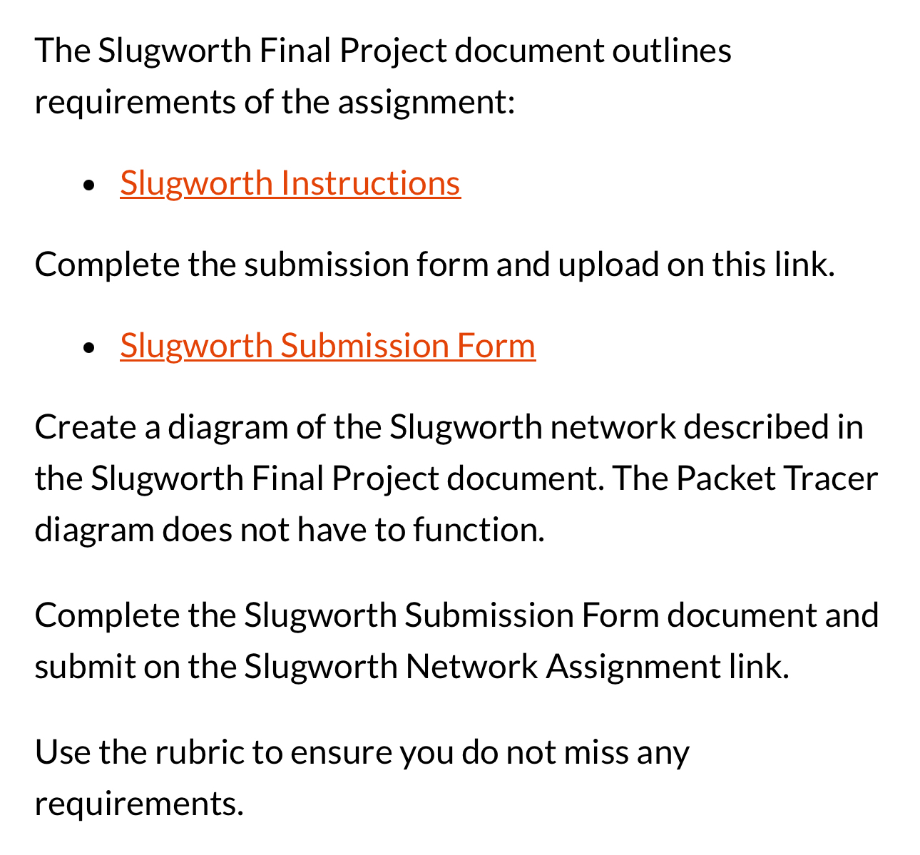 The Slugworth Final Project document outlines | Chegg.com