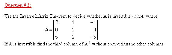Solved Use the inverse Matrix Theorem to decide whether A is | Chegg.com