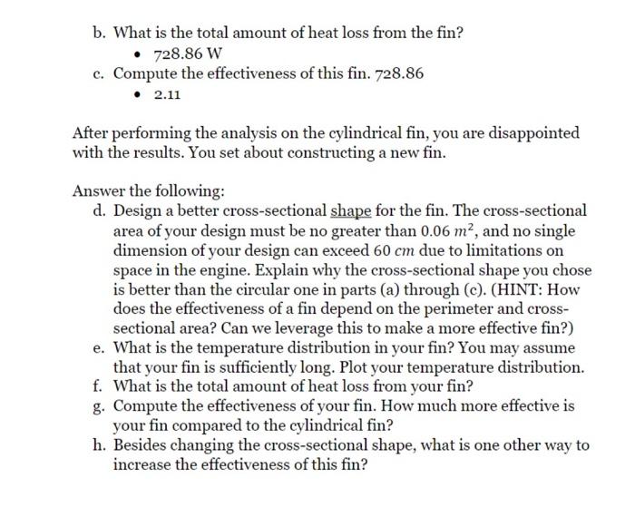 Solved Problem 2 (Fin Design) You are part of an engineering | Chegg.com