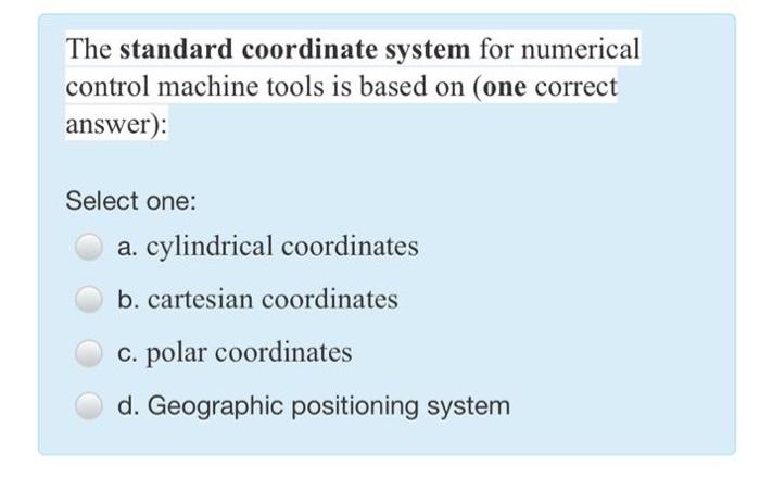 Solved The standard coordinate system for numerical control | Chegg.com