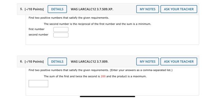 Solved Find two positive numbers that satisfy the given | Chegg.com