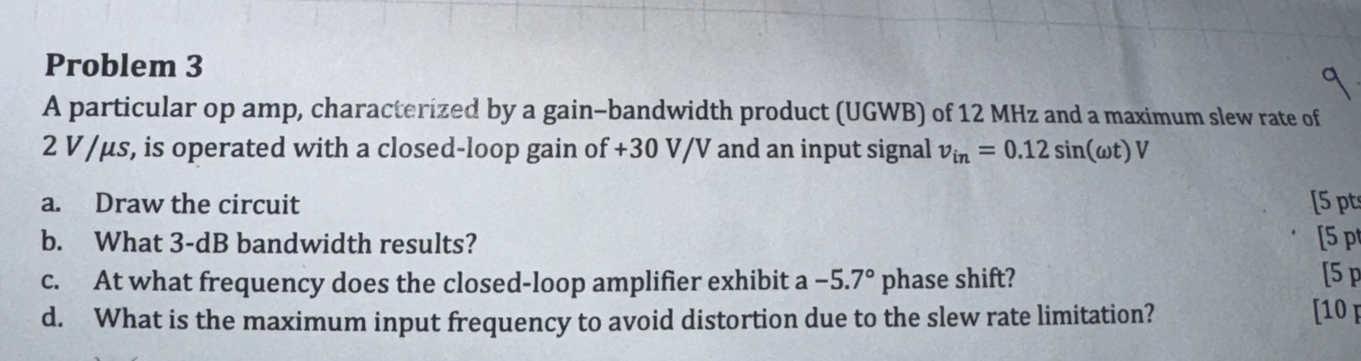 Solved Problem 3A particular op amp, characterized by a | Chegg.com