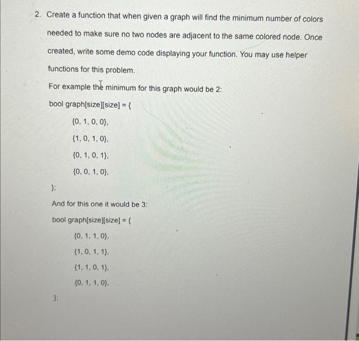 2. Create a function that when given a graph will | Chegg.com