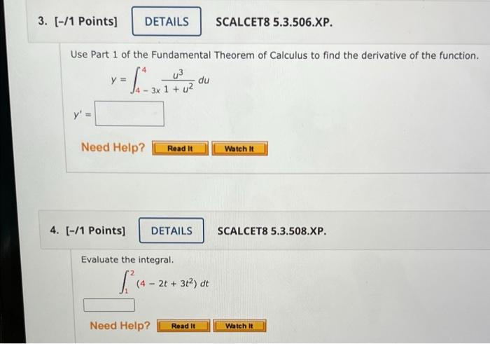 Solved 3. [-/1 Points] DETAILS SCALCET8 5.3.506.XP. Use Part | Chegg.com