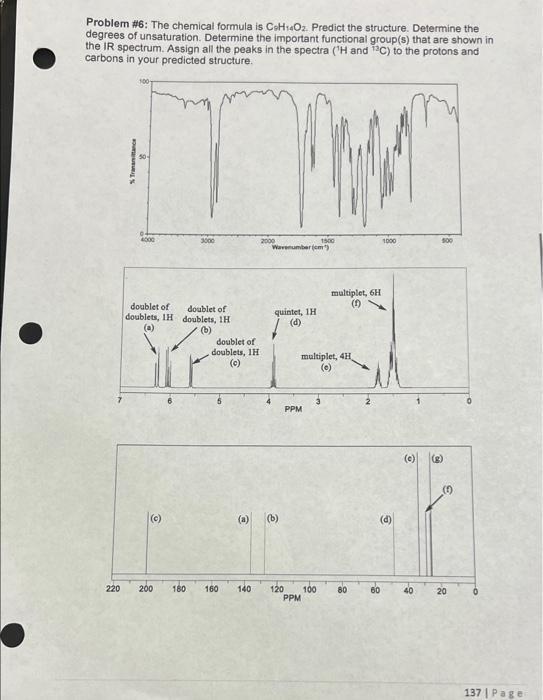 Solved Problem #5: The chemical formula is CHO Predict the | Chegg.com