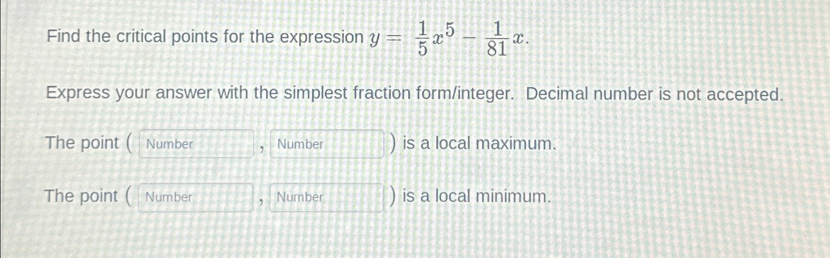 Solved Find the critical points for the expression | Chegg.com
