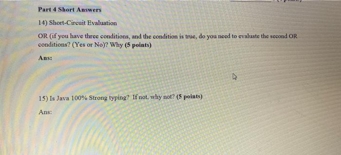 Solved 14) Short-Circuit Evaluation OR (if you have three | Chegg.com