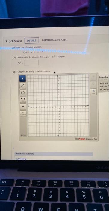Solved Centider the folloming functosn. f(x)=−x2+4x−1 (a) | Chegg.com