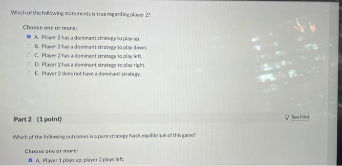Solved 01 Question (4 points) Player 1 and player 2 are | Chegg.com