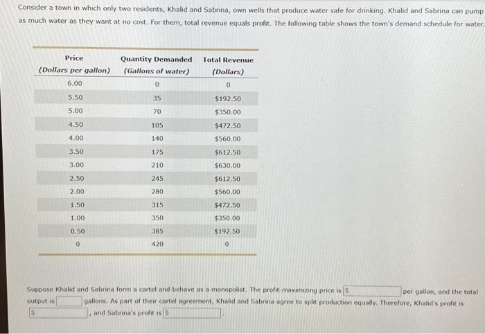 Consider a town in which only two residents, Khalid | Chegg.com