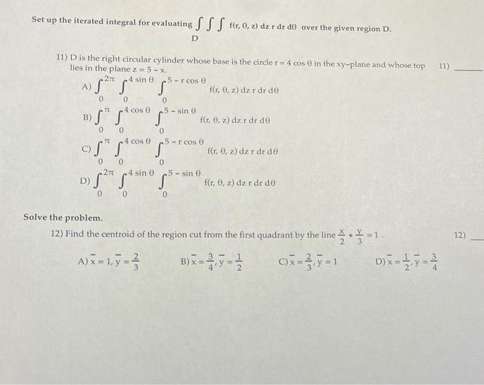 Solved Set up the iterated integral for evaluating S S S f«, | Chegg.com