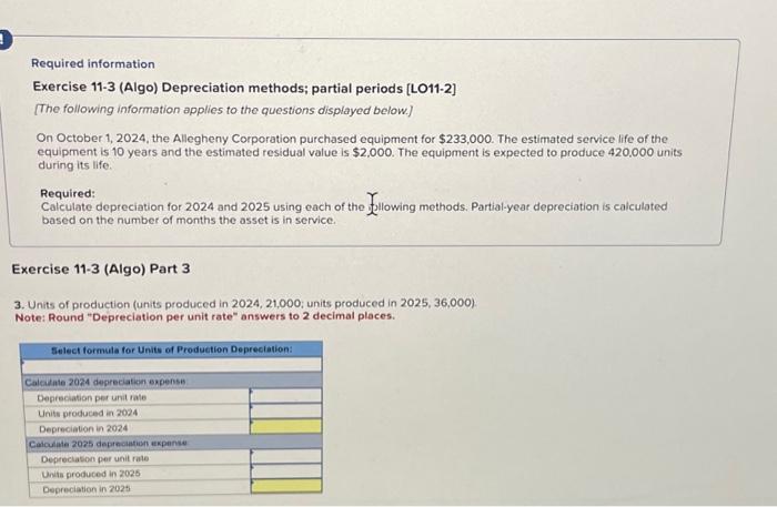 Solved Required information Exercise 11-3 (Algo) | Chegg.com