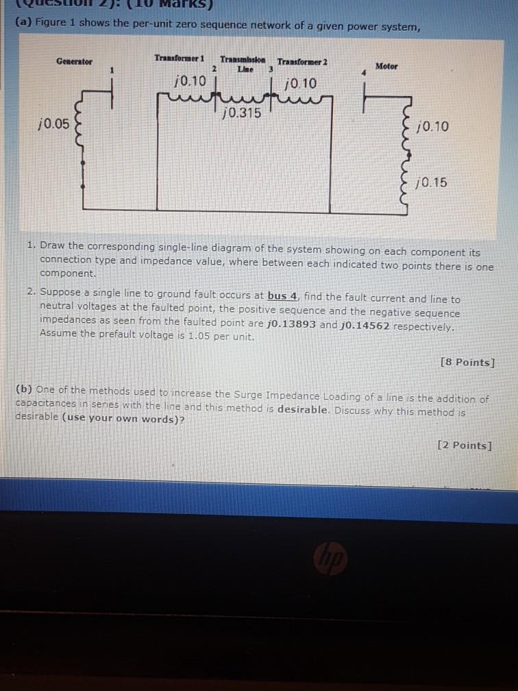 Solved Marks (a) Figure 1 shows the per-unit zero sequence | Chegg.com