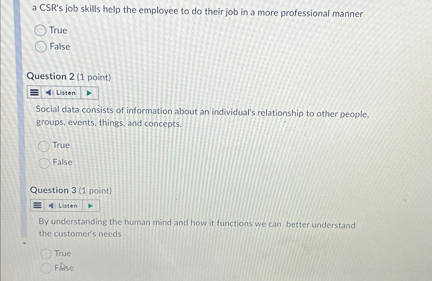 Solved a CSR's job skills help the employee to do their job | Chegg.com
