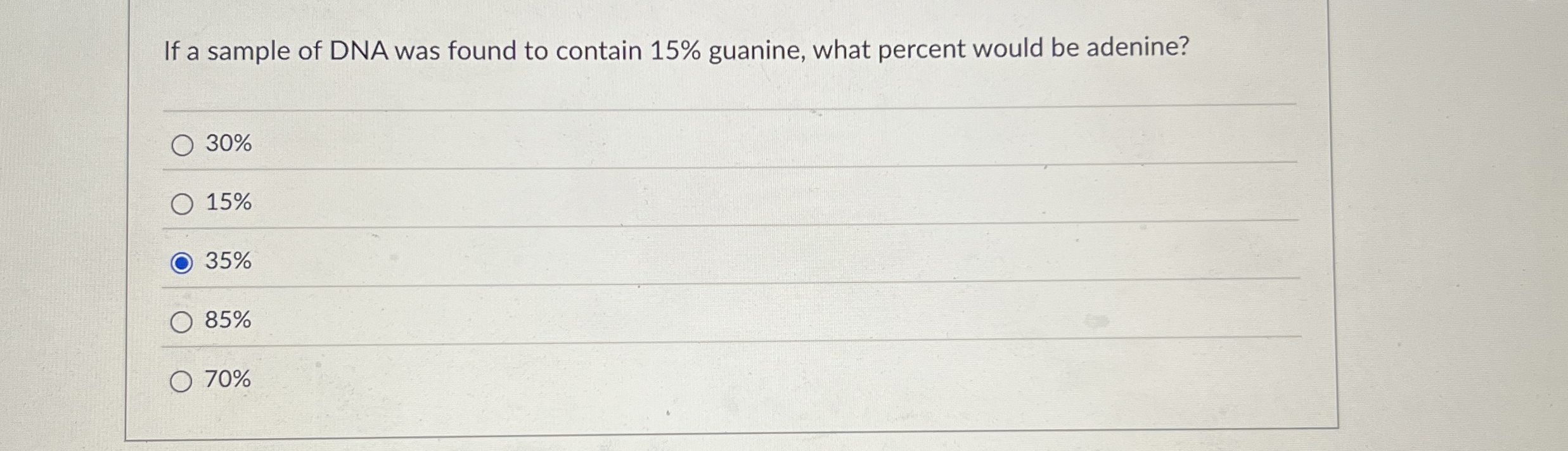 High Quality SOLUTION If a sample of DNA was found to contain 15% ﻿guanine, | Chegg.com
