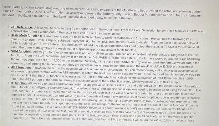 Solved Perfect Parties, Inc has several divisions, one of | Chegg.com