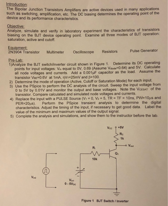 Introduction: The Bipolar Junction Transistors | Chegg.com