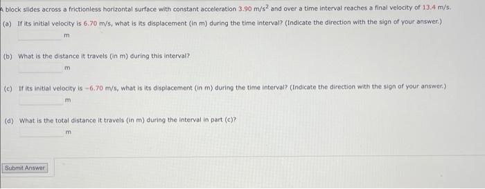 Solved block slides across a frictionless horizontal surface | Chegg.com
