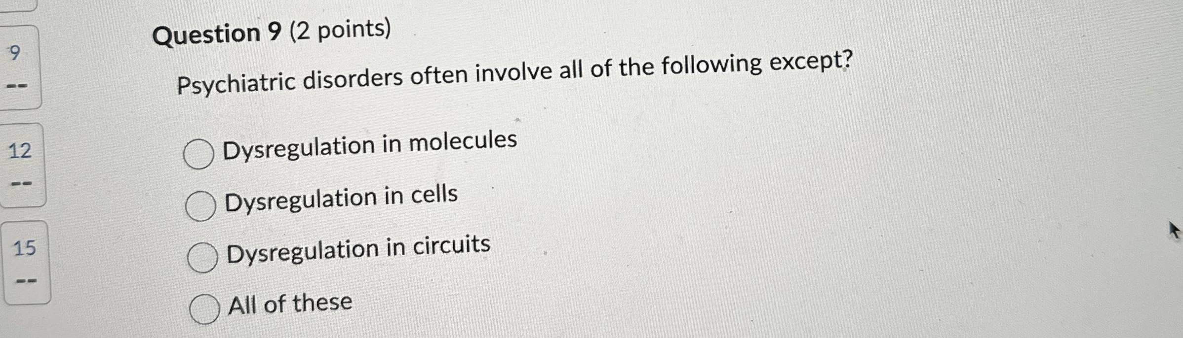 Solved Question 9 (2 ﻿points)Psychiatric disorders often | Chegg.com