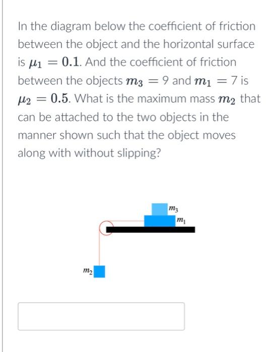 Solved In the diagram below the coefficient of friction | Chegg.com