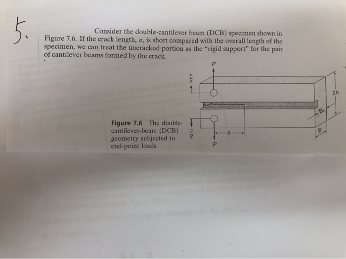 5. Consider the double-cantilever beam (DCB) specimen | Chegg.com
