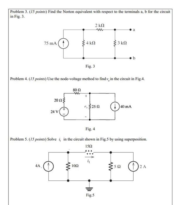 Solved Problem 3. (15 points) Find the Norton equivalent | Chegg.com