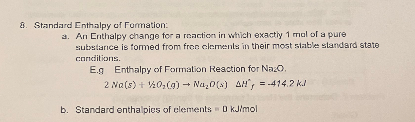 Solved Standard Enthalpy of Formation:a. ﻿An Enthalpy change | Chegg.com
