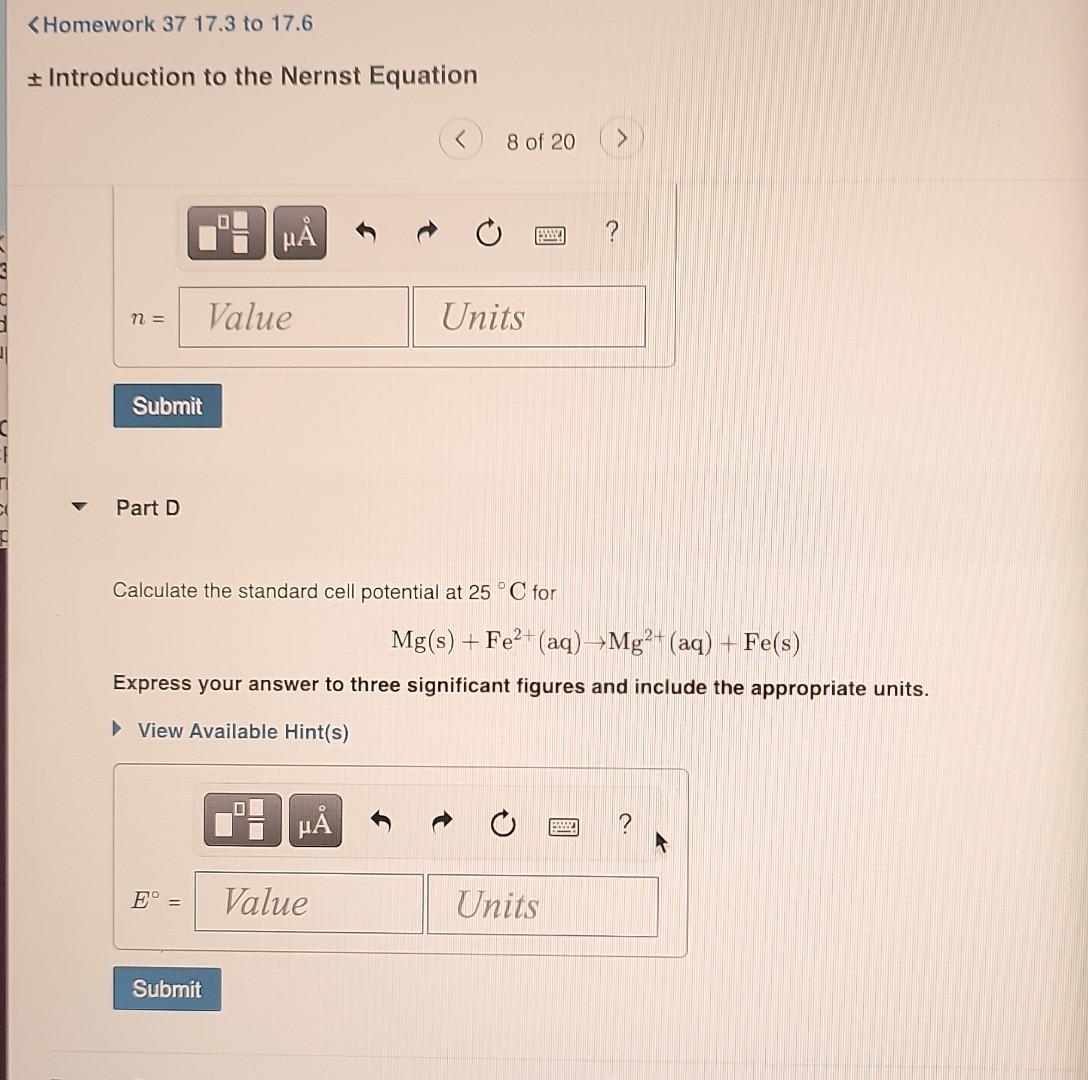 Solved ± Introduction to the Nernst Equation Constants I | Chegg.com