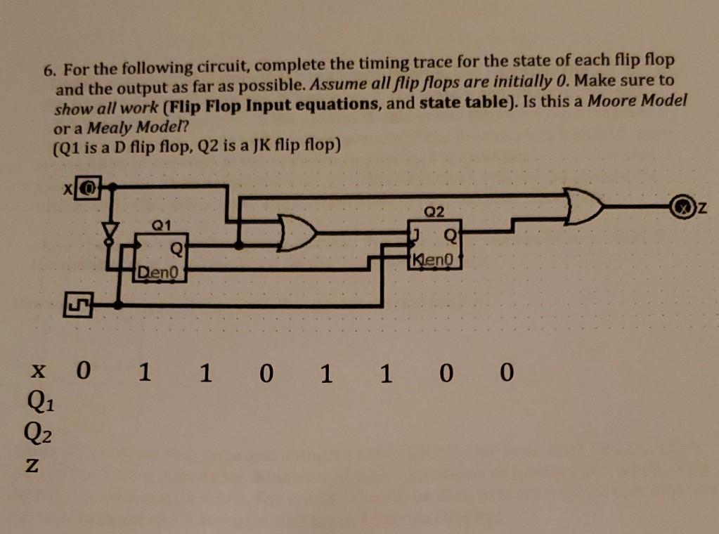 Solved 6. For the following circuit, complete the timing | Chegg.com