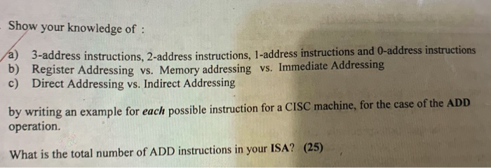 Solved - Show your knowledge of : a) 3-address instructions, | Chegg.com