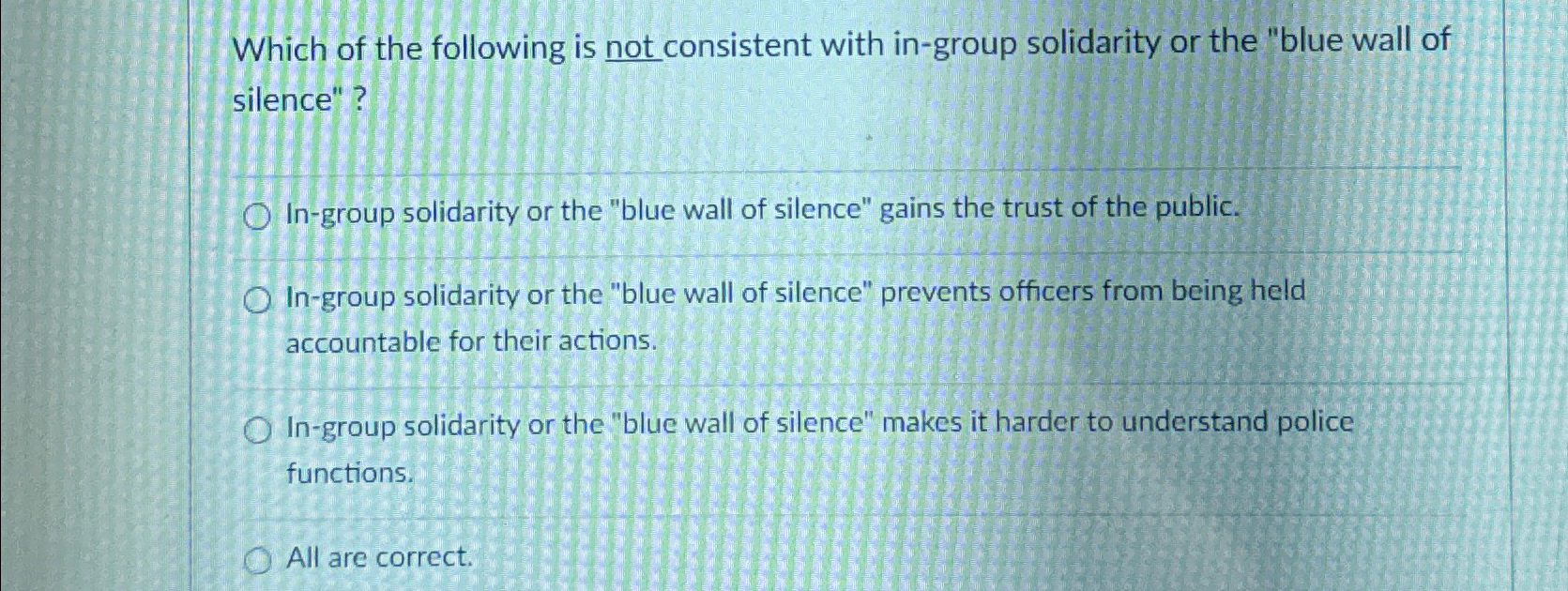 Solved Which of the following is not consistent with | Chegg.com