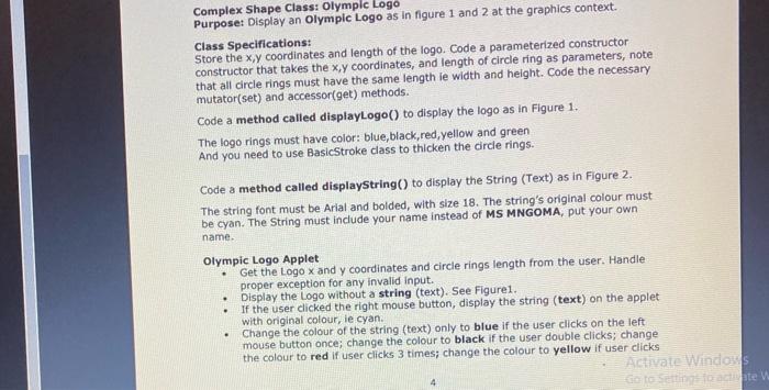 Solved Purpose: Display an Olympic Logo as in figure 1 and 2 | Chegg.com