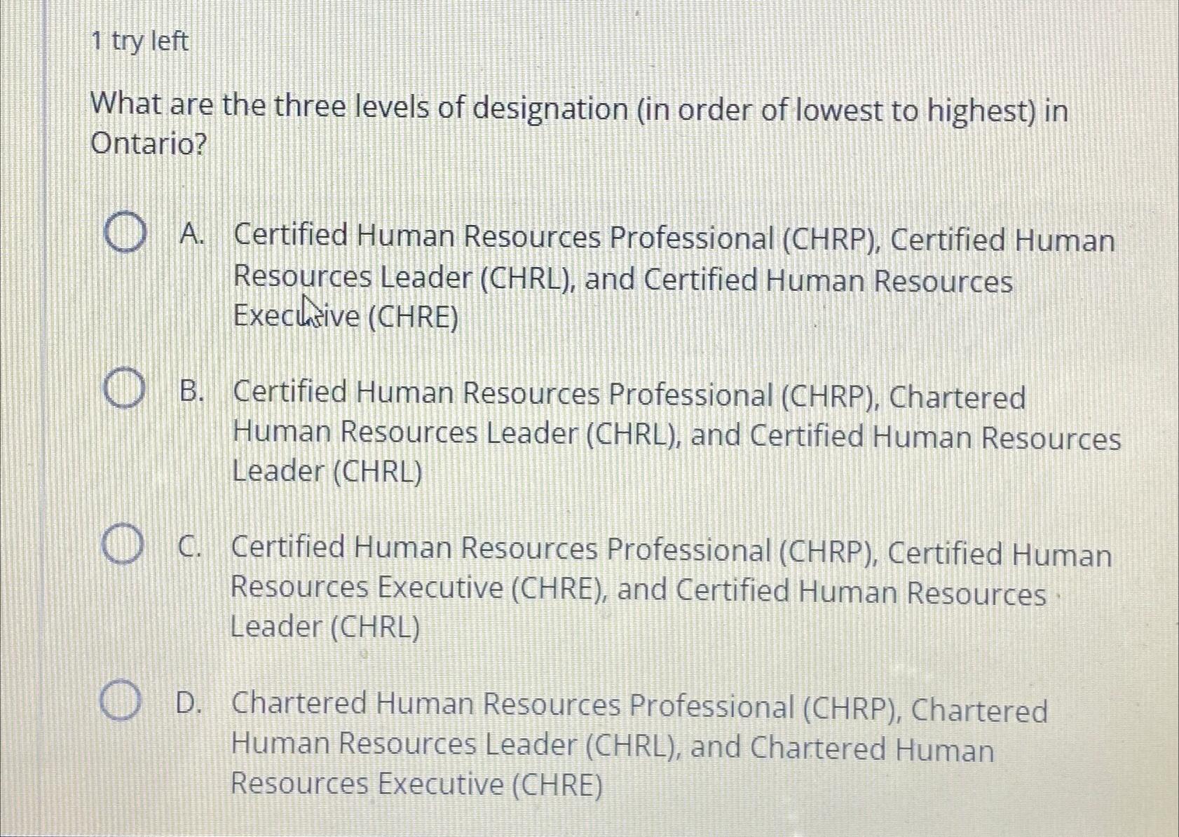 Solved 1 ﻿try leftWhat are the three levels of designation | Chegg.com