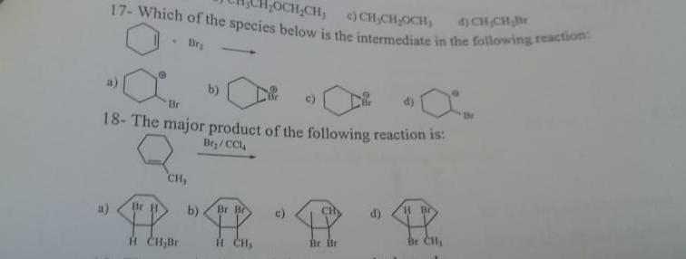 Solved 17. Which of the 5 pecies below is the intermediate | Chegg.com