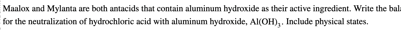 Solved Maalox and Mylanta are both antacids that contain | Chegg.com