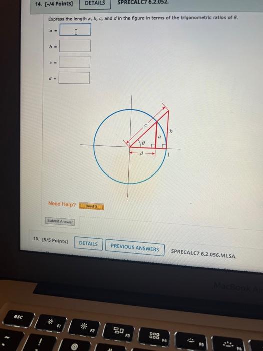 Solved Express the length a,b,c, and d in the figure In | Chegg.com
