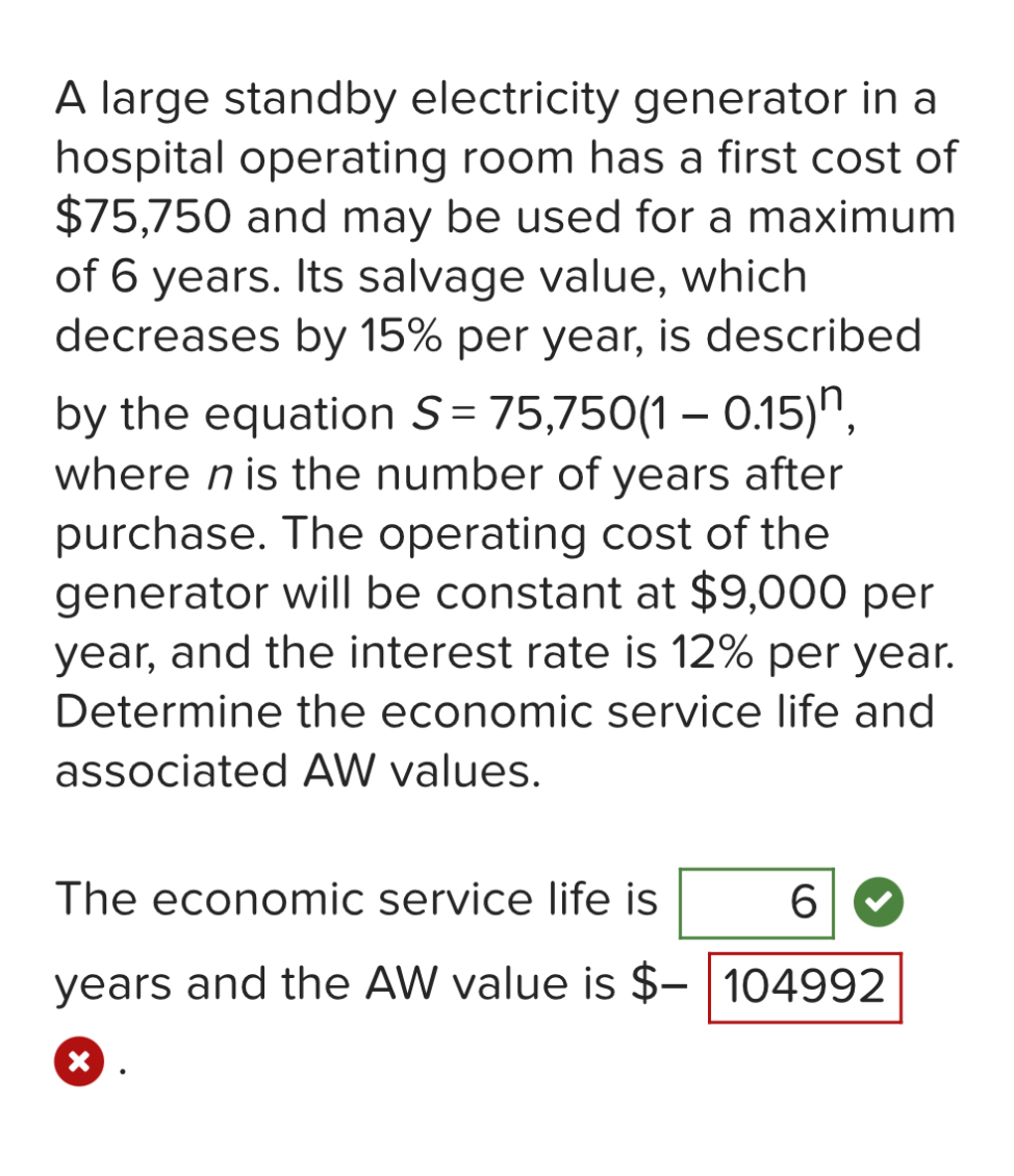 Solved A large standby electricity generator in a hospital | Chegg.com