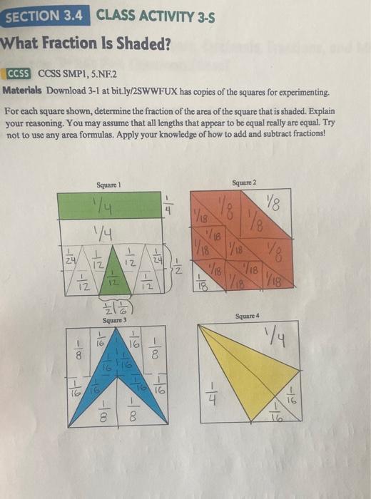 Solved SECTION 3.4 CLASS ACTIVITY 3-5 What Fraction Is | Chegg.com
