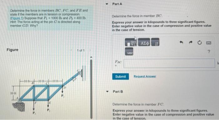 [solved] All Parts Please Determine The Force In Members Bc