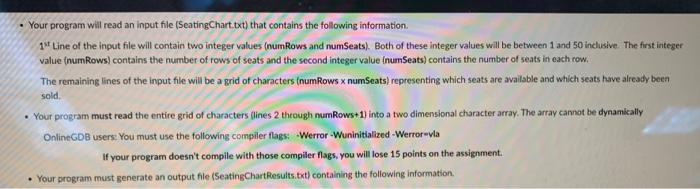 Solved - Your program will read an input file | Chegg.com
