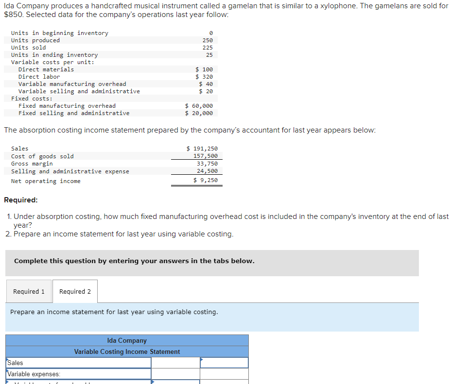 Solved Under absorption costing, how much fixed | Chegg.com