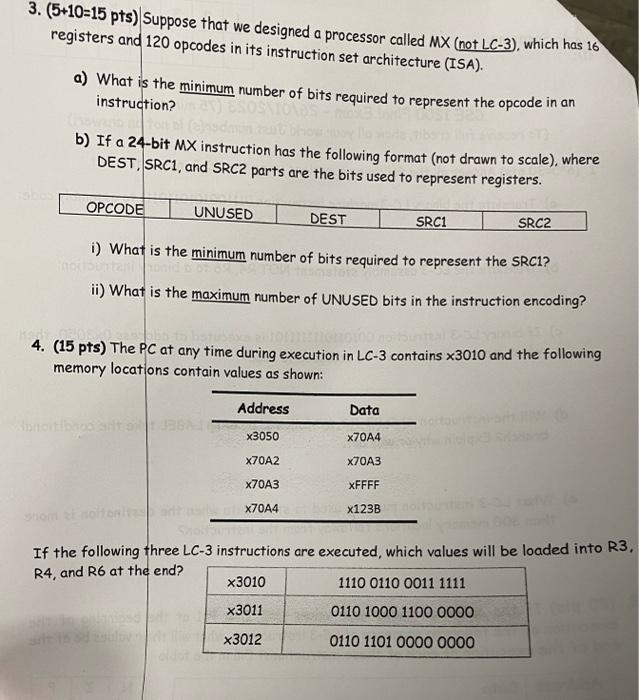 Solved 3. ( 5+10=15pts) Suppose that we designed a processor | Chegg.com