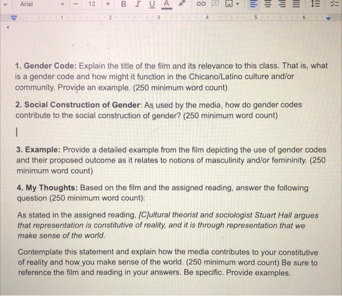 based on the movie The Codes of Gender: Identity and | Chegg.com