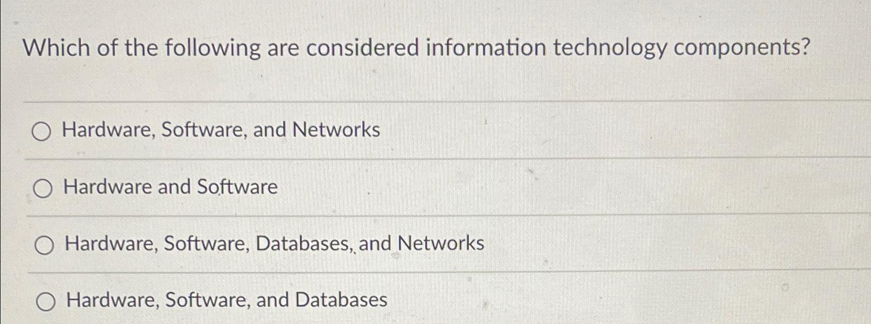 Solved Which of the following are considered information | Chegg.com