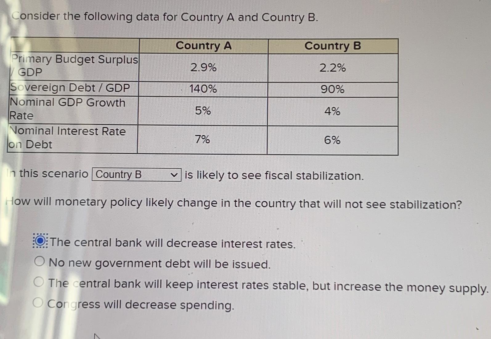 Solved onsider the following data for Country A and Country | Chegg.com