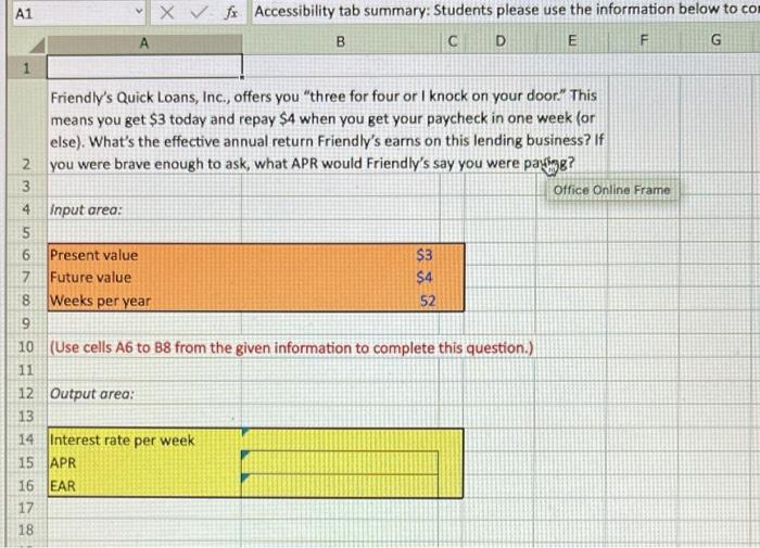 Solved A1 XV fx Accessibility tab summary: Students please | Chegg.com